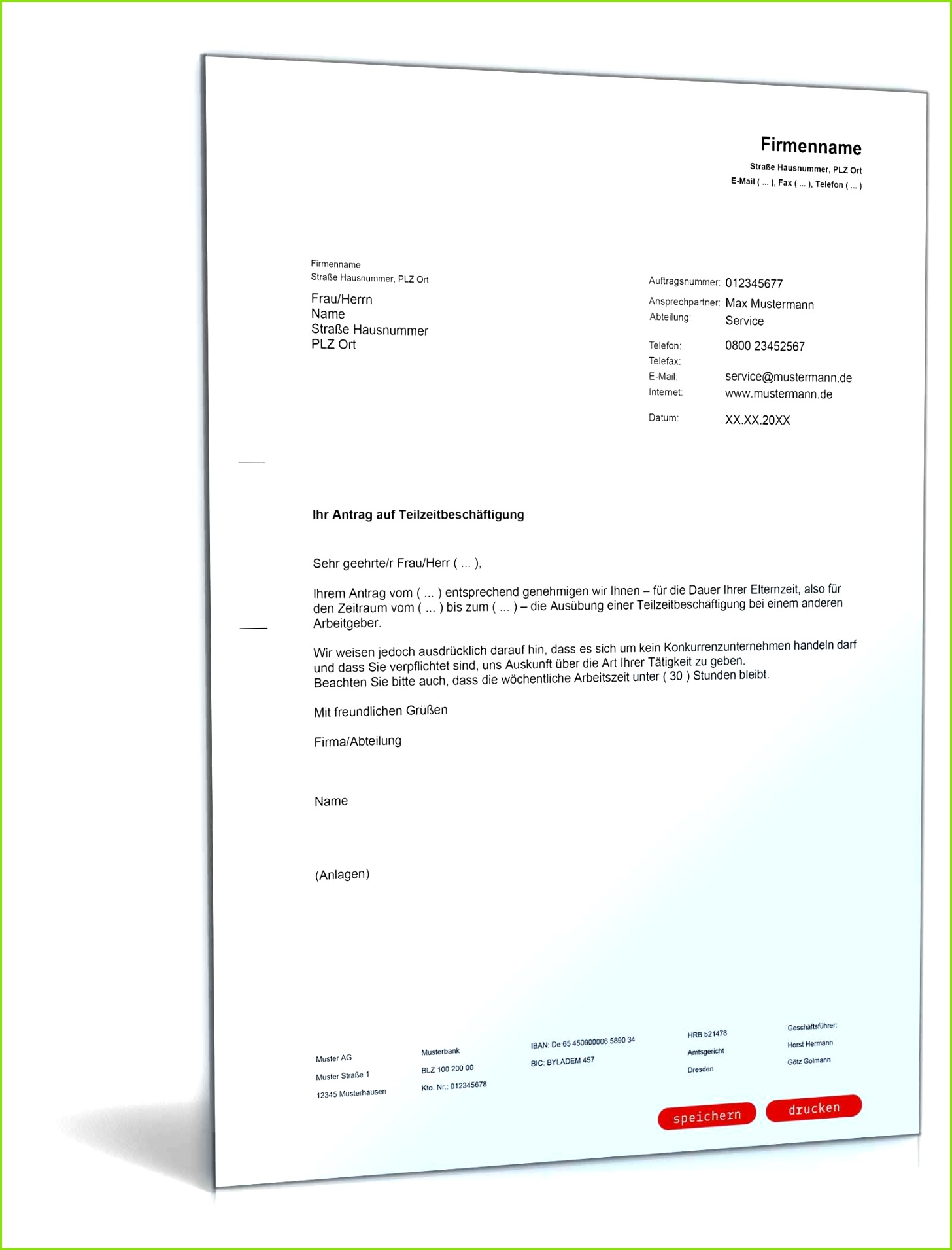 7 Antrag Teilzeit Nach Elternzeit Vorlage - MelTemplates - MelTemplates